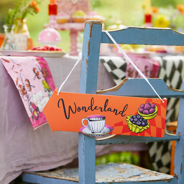 Alice in Wonderland Bright Hanging Paper Sign Decorations - 12 Pack ...