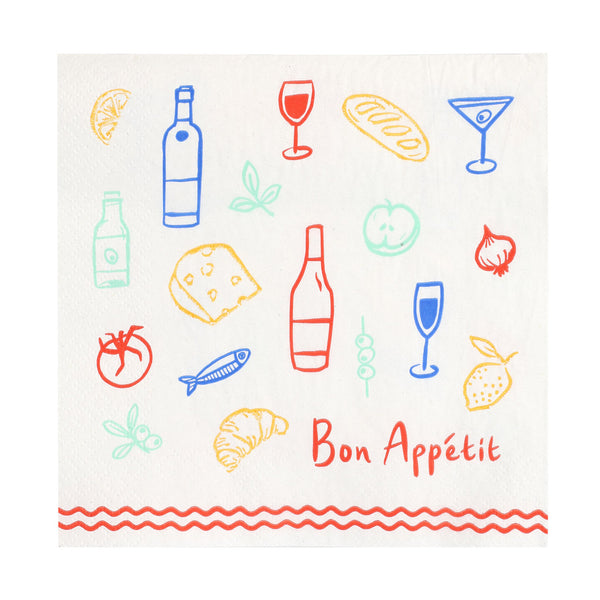 Bon Appetit Icons Recycled Paper Napkins - 20 Pack – Talking Tables UK ...