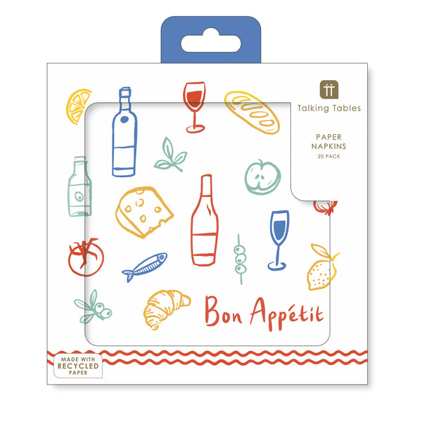 Bon Appetit Icons Recycled Paper Napkins - 20 Pack – Talking Tables UK ...