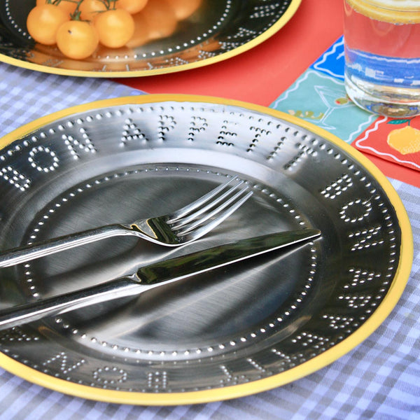Bon Appetit Yellow Stainless Steel Reusable Plate - 25cm – Talking ...