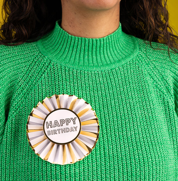 Gold Happy Birthday Badge – Talking Tables UK Trade