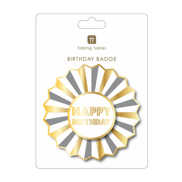Luxe Gold Happy Birthday Badge – Talking Tables UK Trade