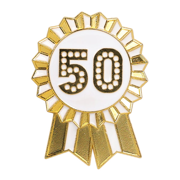 Gold Enamel Birthday Pin Badge - 50 – Talking Tables UK Trade