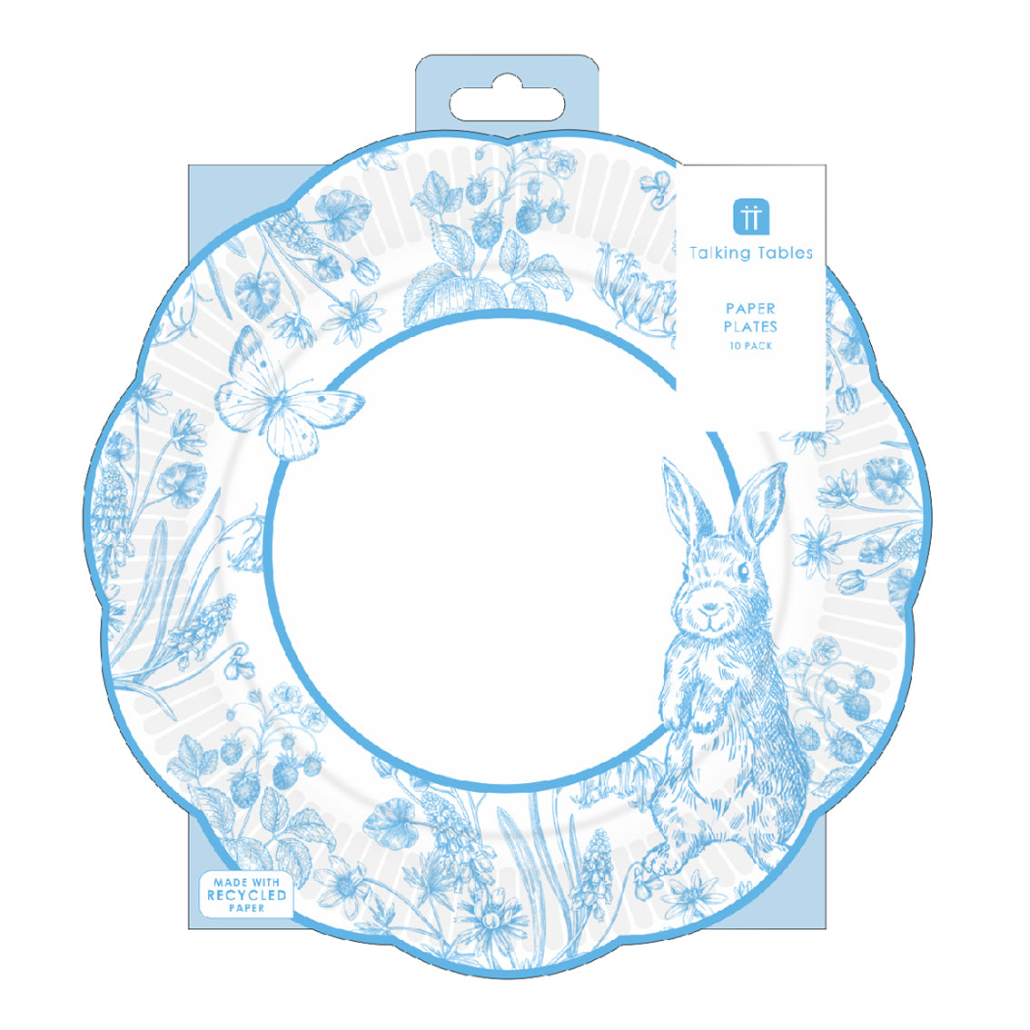 Playful Pierre Blue White Scalloped Paper Plates 10 Pack