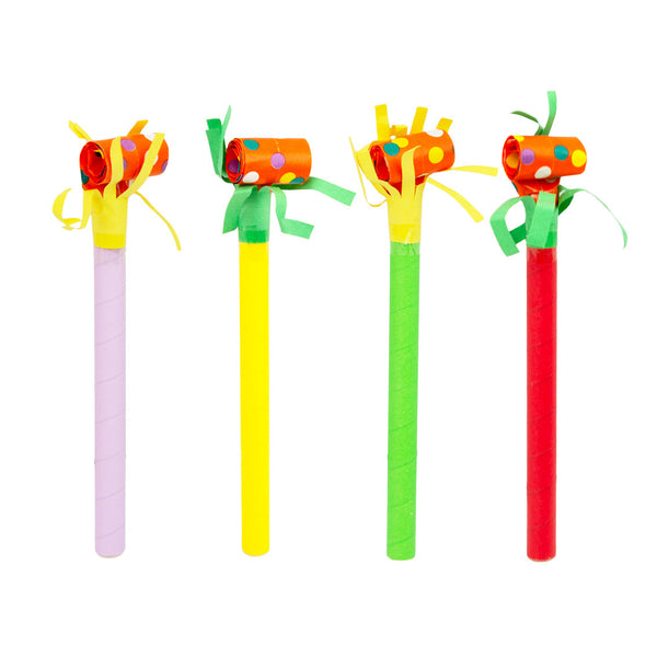 Everyone's Welcome Multi-coloured Paper Party Blowers - 8 Pack ...