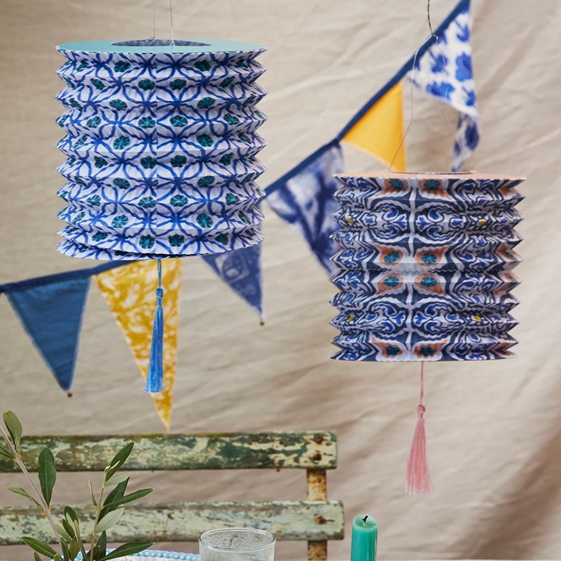 Blue paper lanterns bulk store